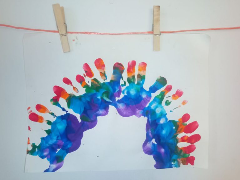 Beautiful Handprint Rainbow Painting For Toddlers - Simple Living On ...